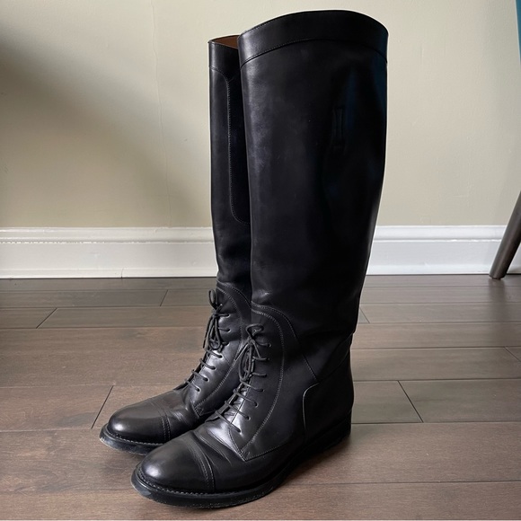 Gucci | Shoes | Gucci Boulanger Equestrian Laceup Black Kneehigh Riding ...